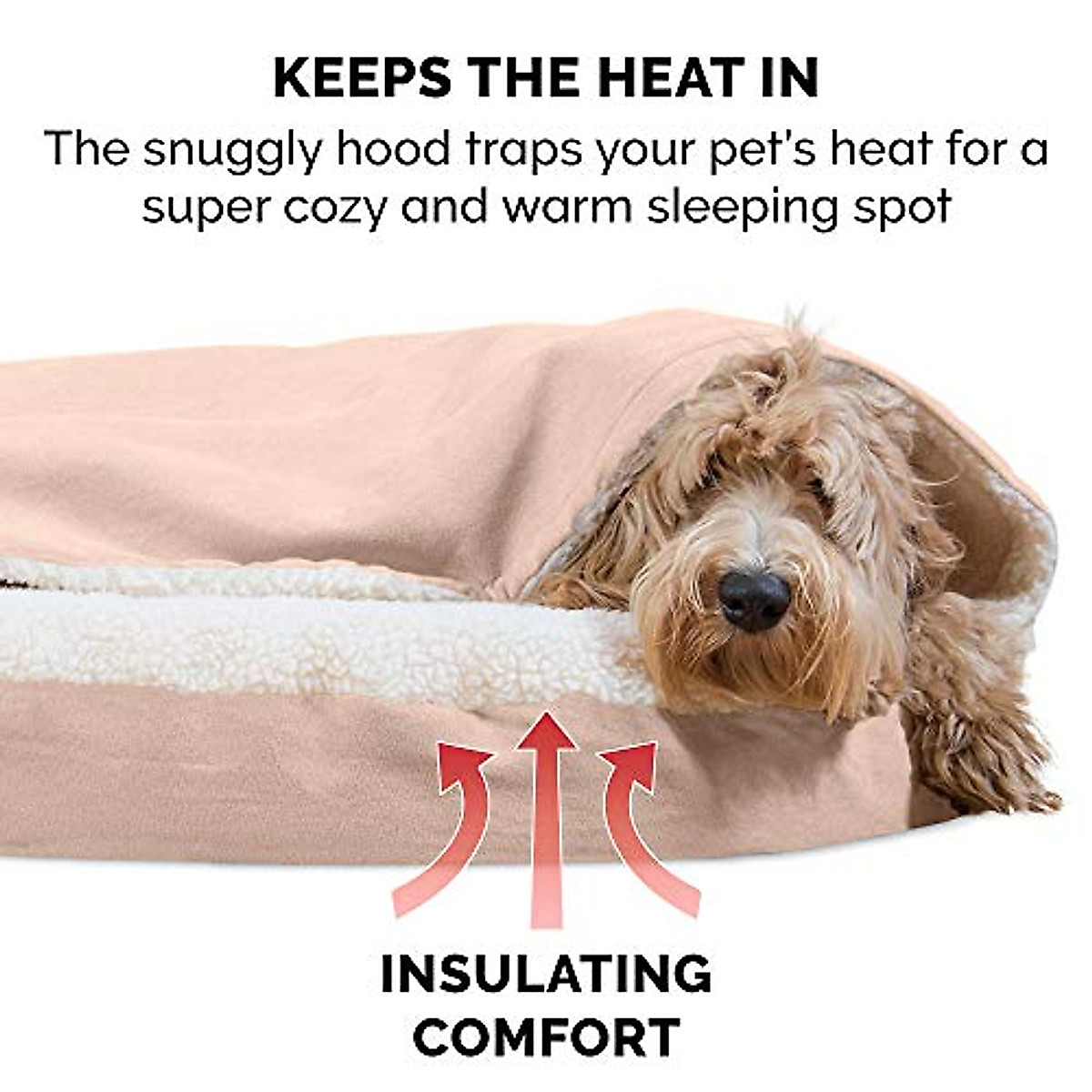 Furhaven 35" Round Orthopedic Dog Bed for Large/Medium Dogs w/ Removable Washable Cover, For Dogs Up to 50 lbs - Sherpa & Suede Snuggery - Cream, 35-inch