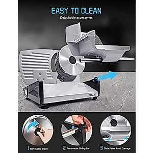 Meat Slicer,TOKASS Electric Deli Food Slicer with Removable 7.5’’ Stainless Steel Blade, Adjustable Thickness Meat Slicer for Home Use, Child Lock Protection, Easy to Clean, Food Slicer Machine-Silver