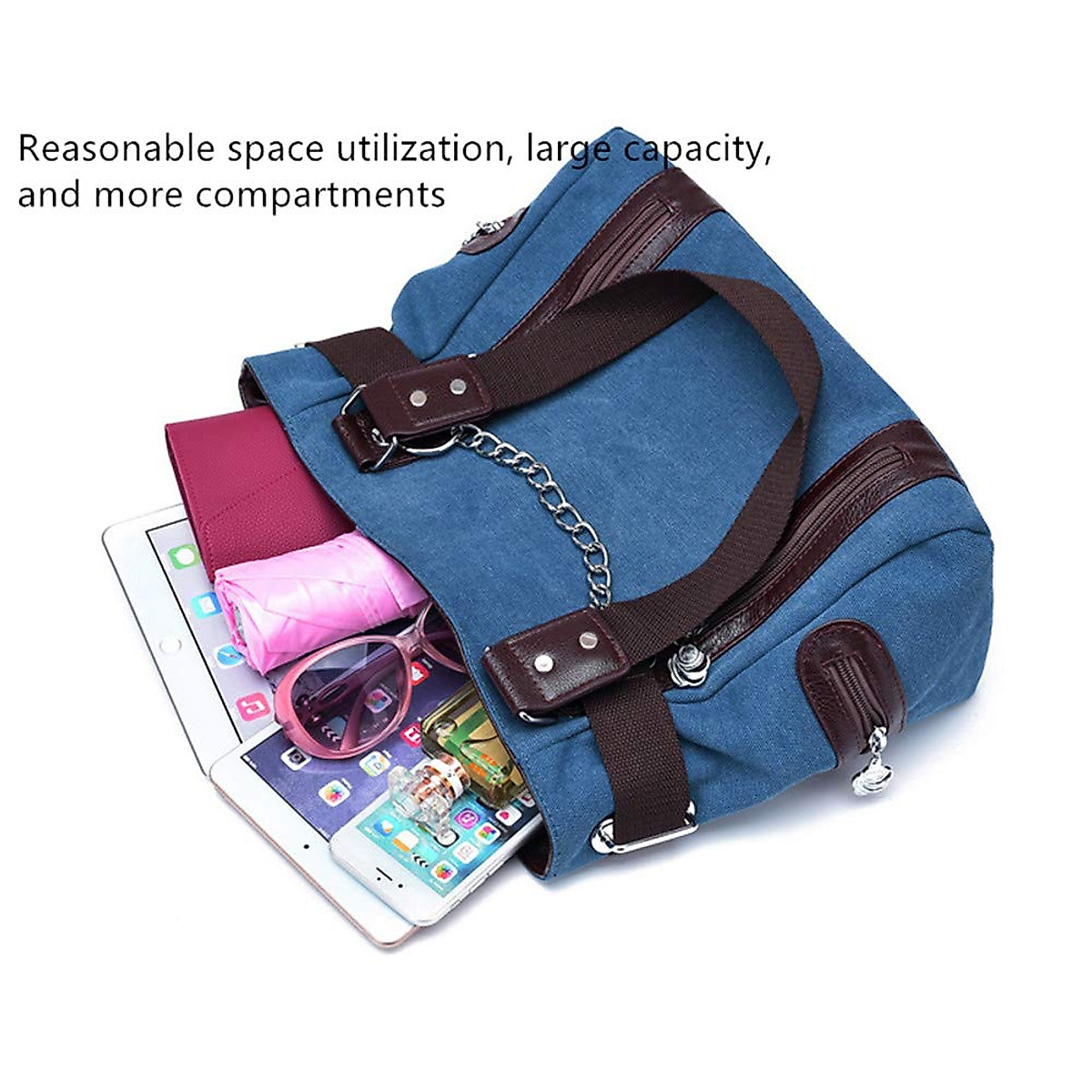 High Grade Nylon Fabrics Multi-Pocket Crossbody Purse Bags for Women Travel Shoulder Bag casual Mummy bag (Purple)