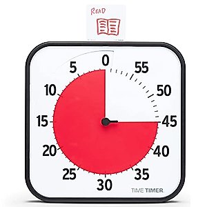 TIME TIMER 12 inch Visual Timer 60 Minute Kids Desk Countdown Clock with Dry Erase Activity Card, Also Magnetic for Kids Classroom, Homeschooling Study Tool, Task Reminder, Home and Kitchen Timer