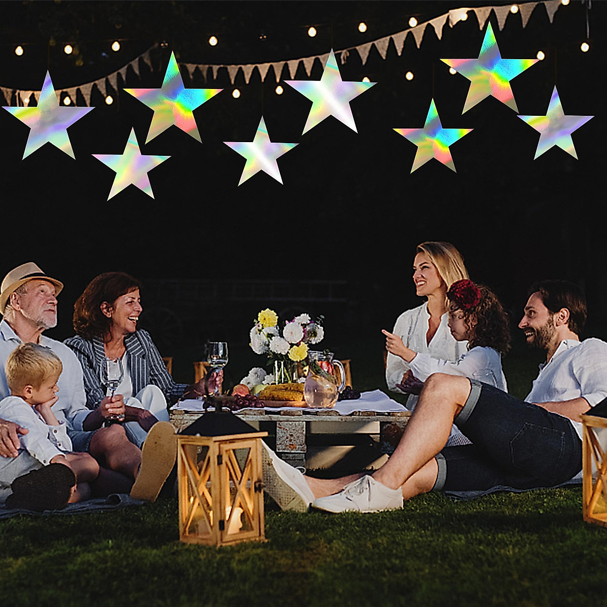 120 PCS Iridescent Five Star Cutouts Double Printed Paper Star Decorations Star Confetti Cutouts Cardboard Stars for Bulletin Board Stars Accents Classroom Wall Party Decoration