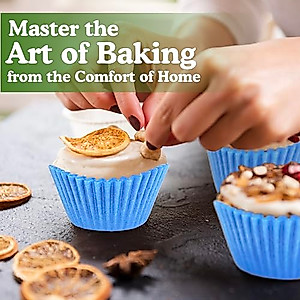 Regency Wraps Standard Baking Cups Greaseproof Professional Grade For Cupcakes and Muffins, Light Blue Solid, Pack of 40