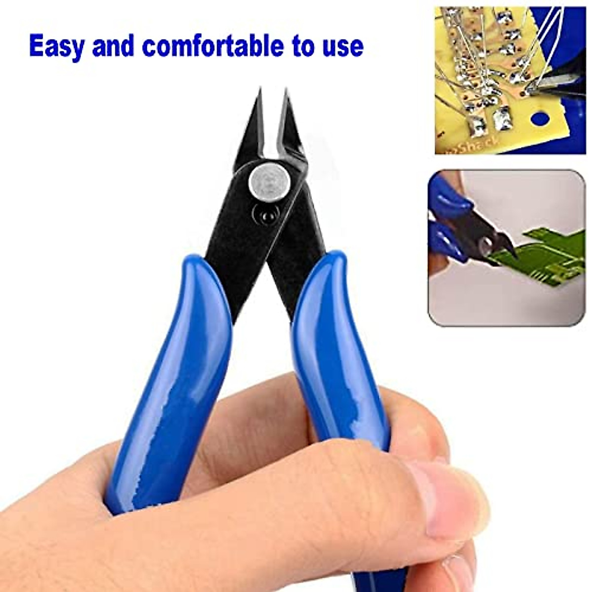 Asande 5Pcs Side Cutters Flush with Spring,Small Wire Cutters for Jewelry Making,Precision Wire Snips,Side Cutting Pliers,Zip Tie Cutter (Blue-5 Inches) Blue-5pcs