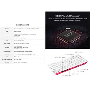 Waveshare Pi400 Keyboard Computer Compatible with Raspberry Pi with Third-Party Accessories and 13.3inch HDMI Touch Display (11 Items)