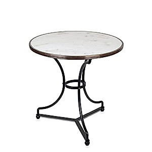 French Bistro Table (Geridon) 28", White Marble, by Bonnecaze