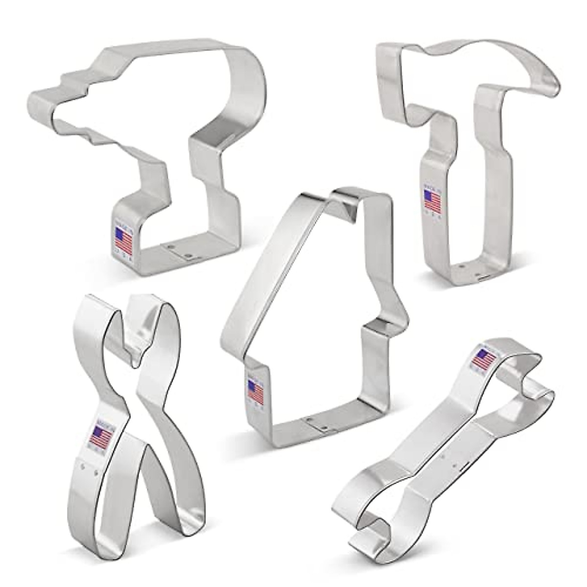 Father's Day Cookie Cutters Tools & Construction Cookie Cutters 5-Pc. Set Made in USA by Ann Clark, Cordless Drill, Hammer, Wrench, Pliers, House