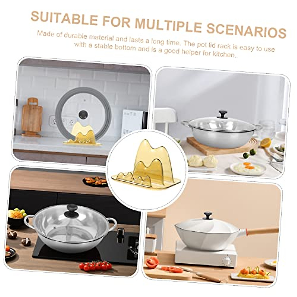 YARNOW Pot Lid and Spatula Holder Household Gadgets Pot Lid Stand Pot Lid Holder Pan Cover Holder Pan Cover Stand Kitchen Spoon Stand Home Pan Organizer Plastic One Body Bracket