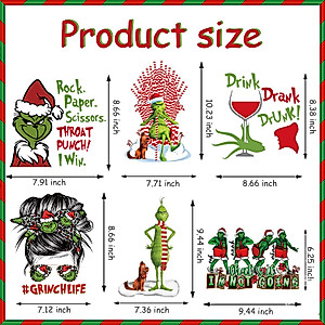 6Pcs Christmas Iron on Transfers for T-Shirts Winter Xmas Iron on Decals Santa Claus Snowflake Pattern Applique Stickers Heat Transfer Paper Stickers for DIY Xmas Clothing