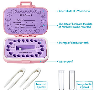 Jetec 2 Pieces Baby Teeth Keepsake Box PP Tooth Fairy Box Kids Tooth Storage Holder Organizer for Lost Teeth Cute Kids Deciduous Collection to Keep the Childhood Memory(Blue and Pink)