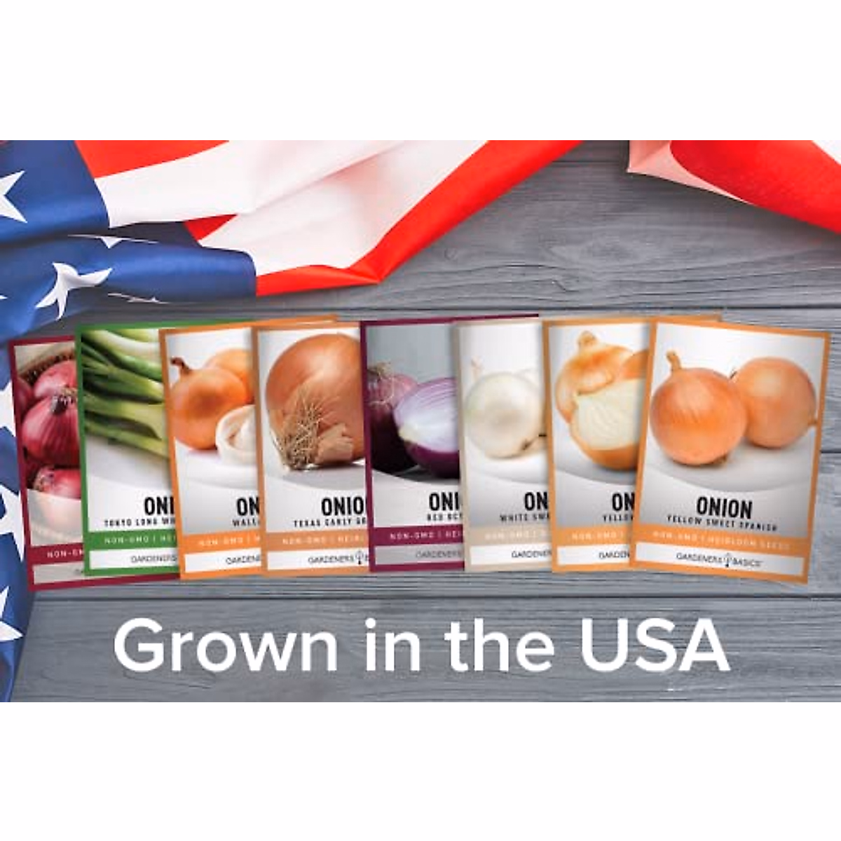 Onion Seeds for Planting - 8 Long and Short Day Varieties Yellow, Red, White, Sweet and Green Onions for Summer, Fall, Onion Seed by Gardeners Basics