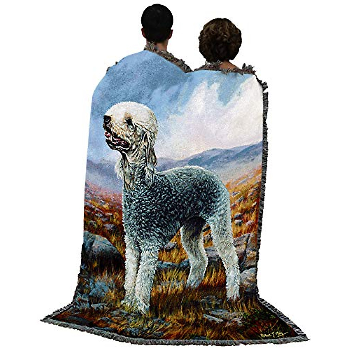 Pure Country Weavers Bedlington Terrier Blanket by Robert May - Gift for Dog Lovers - Tapestry Throw Woven from Cotton - Made in The USA (72x54)