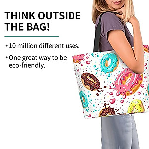 Donut Print Tote Bag Shoulder Bag for Women 19.7x15.7Inch