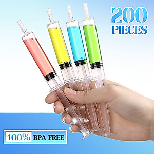 Eccliy Syringes with Cap 10 ml 0.34 oz Reusable Plastic Syringes Durable for Nurses Graduation Bachelorette Summer Parties(200 Pcs)