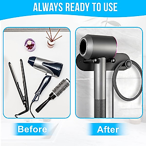 NALoRa Hair Dryer Holder Wall Mounted, Affordable Luxury Blow Dryer Holder for Bedroom, Salon, Hairdryer Holder for Bathroom, Self Adhesive Hair Dryer Holder, Widely Adaptable to 99% of Hair Dryers