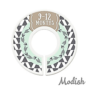 Modish Labels Baby Clothes Size Dividers, Baby Closet Organizers, Closet Size Dividers, Baby Closet Organizers, Clothes Organizer, Neutral, Boy, Girl, Woodland, Arrows, Nordic, Boho, Tan, Mint (Baby)