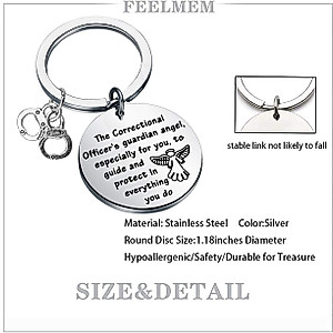 FEELMEM Correctional Officer Prayer Jewelry A Correctional Officer's Guardian Angel Protect in Everything You Do Keychain Gift for Jailer Prison Guard (The Correctional)