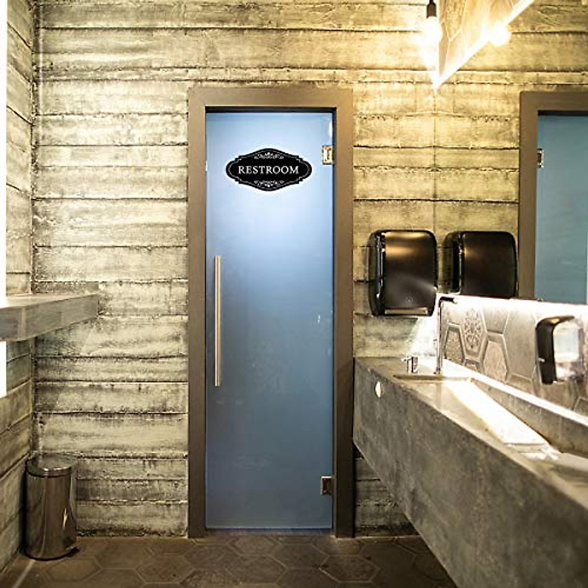 Maoerzai Bathroom Restroom Sign, Acrylic Self-Adhesive Door or Wall Sign Name Plate with Double Sided 3M Tape, Gender Neutral Toilet Sign or Bathroom Sign Wall Decor for Home, Office, Restaurant, Business. (Black - Restroom Sign)