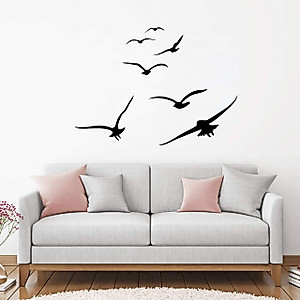 Flying Birds Wall Decals, Birds Vinyl Decals, Dorm Decals, Nursery Wall Decals, Office Decor, Modern Wall Decals for Kids Room Bedroom Living Room, Home Decor Wall Stickers Y20 (Black)