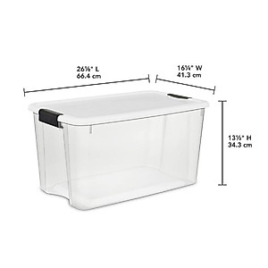 Sterilite Clear Stackable Set of 70 Quart Ultra Latch Storage Boxes (4 Pack) & 64 Quart Container Totes (6 Pack) with Latching Lids