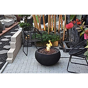 MODENO Outdoor Fire Pit Propane Garden Fire Bowl, 40,000 BTU CSA Certified Firepit，Auto-Ignition System Fireplace, Lava Rock&PVC Cover Included (27 x 27 x 14'', Black)