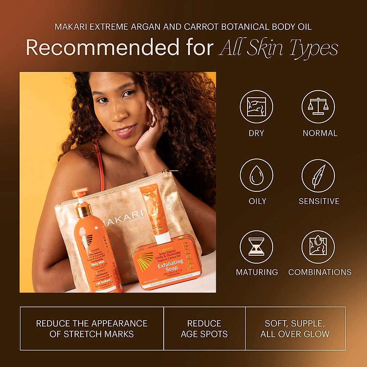 Makari Extreme Active Intense Botanical Body Oil (125 ml) | Softens, Conditions, Hydrates, and Rejuvenates Skin | Helps Fade Marks, Blemishes, and Spots | Recommended for All Skin Types