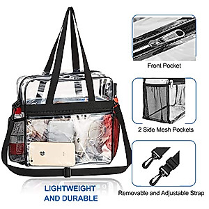 USPECLARE Clear Bag, Clear Tote Bag Stadium Approved, Stadium Security Travel & Gym Clear Bag for Work, Sports Games, Concerts and Women Men 12 x 12 x 6 inch (Black)