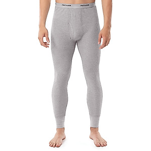 Fruit of the Loom Men's Classic Midweight Waffle Thermal Underwear Bottoms (2-Pack), Light Grey Heather/Black Soot, Medium