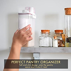 Rice Storage Bin Cereal Containers Dispenser with BPA Free Plastic + Airtight Design + Measuring Cup + Pour Spout - 2KG Capacities of Rice Perfect for Rice Cooker