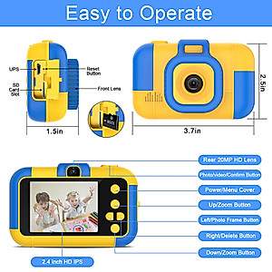 Kids Camera, Upgrade 1080P HD Camera for Kids with 32GB Card, 40MP Kids Digital Camera for Boys Girls Age 3-12, Perfect Christmas Birthday Festival Gifts for Toddler