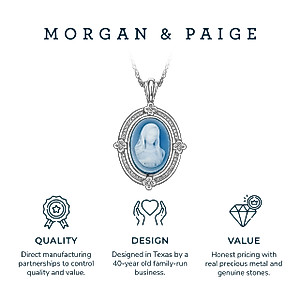 MORGAN & PAIGE Cameo Sterling Silver Butterfly Necklace, Rhodium Plated Agate Necklaces for Women