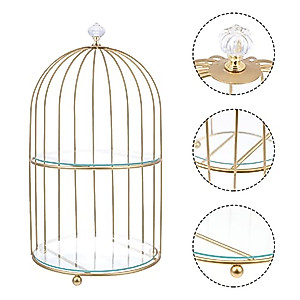DOITOOL Gold Bird Cage Cake Stand 2 Tier Serving Tray, 2 Tier Cupcake Stand for Dessert Table Display, Tiered Serving Tray for Party Wedding Baby Shower for Cupcakes Fruits Dessert Snacks ( 2 Tier )