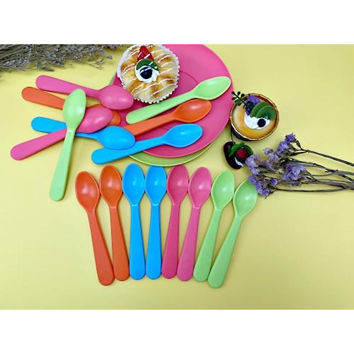 Jawbush 16 Pcs Kids Plastic Spoons, Reusable Toddler Utensils Kids Silverware Set with Bright Colors, Ideal for Travel School Lunch Box or Camping, BPA Free Kids Utensils Also for Adults