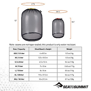 Sea to Summit Ultra-Mesh Stuff Sack, Featherweight Outdoor and Travel Storage, XX-Small / 2.5 Liter