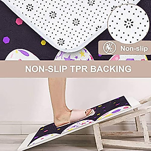 Tayney Easter Eggs Shower Curtain Sets with Toilet Lid Cover and Non-Slip Rugs, Geometric Stars on Background 4 Pcs Shower Curtains for Bathroom, Cute Cartoon Easter Bathroom Decor