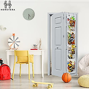 Honeyera Storage for Stuffed Animals, 12 Inch Wide Slim Over Door Organizer for Stuffies, Bi-Fold Door Closet, Baby Accessories, Toy Plush Storage/Easy Instal with Breathable Hanging White