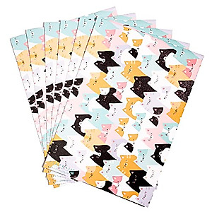 CENTRAL 23 Cats Wrapping Paper - 6 Sheets of Birthday Gift Wrap for Her - Kitten Kities - Fun Gift Wrap for Cat Owner - For Fur Mom - Pastel Colors - Recyclable
