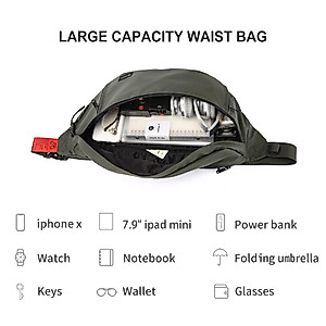 Large Crossbody Fanny Pack for Women Men,Waterproof Waist Bag Pack with Adjustable Strap & 5-Zipper Pockets,Green