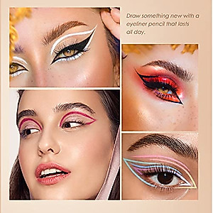 BestLand 12 Colors Matte Creamy Christmas Eyeliner Set Rainbow Red Black White Brown Colorful Neon Eyeliner Pencil Pigmented Smudgeproof Long Lasting Gel Eye Liner Makeup Gift Kit for Women (Set D)