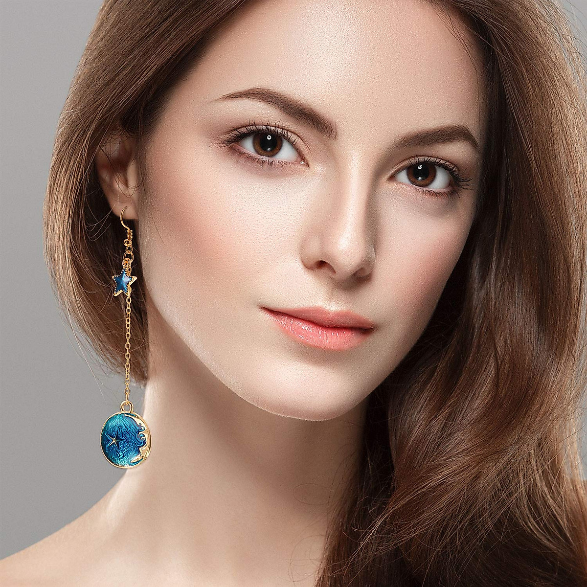 Hicarer 12 Pairs Space Earrings Astronaut Stud Earrings Planet Earrings Dangle Moon Star Asymmetrical Drop Earrings Jewelry for Women