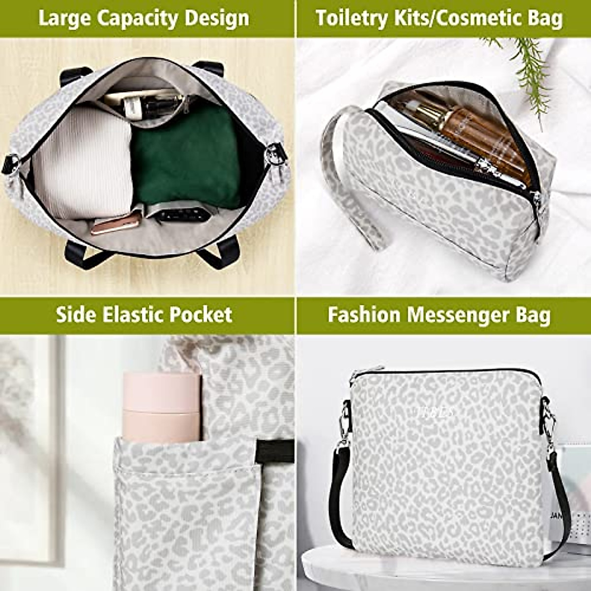 Gym Bag for Women Weekender Bag - Travel Duffle Bag with Waterproof Shoe Compartment 3pcs Set Carry On Overnight Bags for Business Trip Travel Gym Yoga Sports