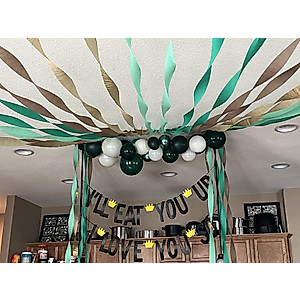 Crepe Paper Streamers 9 Rolls 738 ft Crepe Paper Decorations for Dinosaur Birthday Party, Natural Theme or Green Party(Jungle Green Combo)