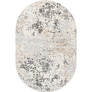 nuLOOM Abstract Contemporary Motto Area Rug, 5' x 8' Oval, Beige