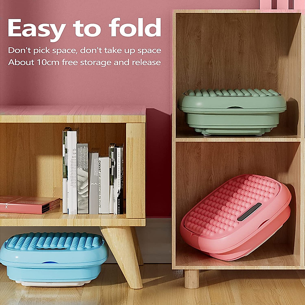 Portable washing Machine,Foldable Mini Washing Machine, Small Washer for Baby Clothes, Underwear or Small Items, Apartment, Dorm, Camping, RV Travel laundry- Gift Choice (Pink)