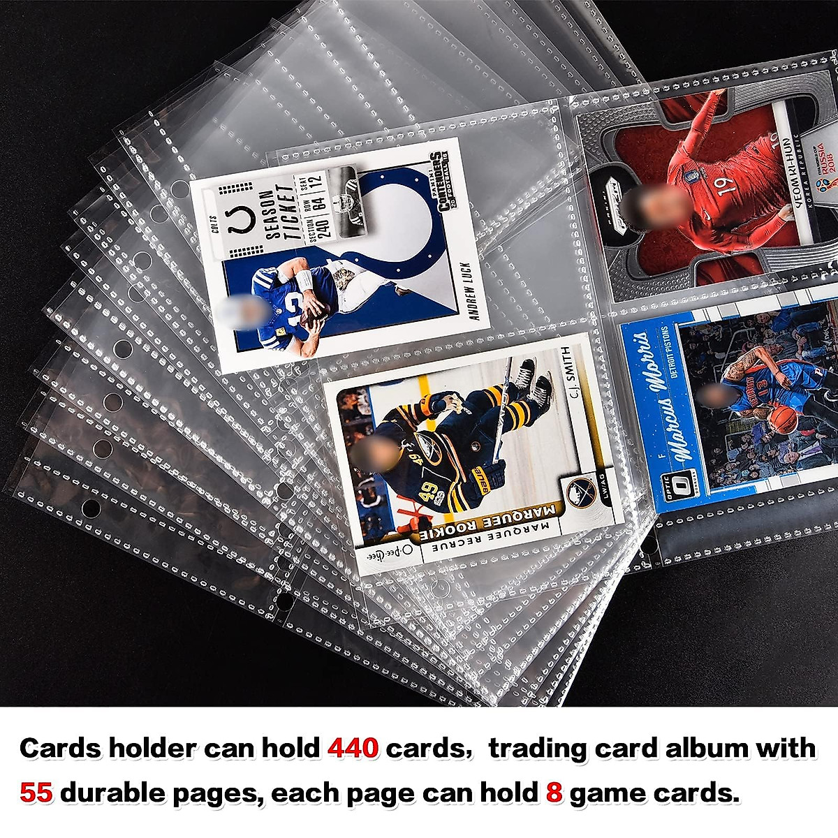 Boobowl Baseball Card Binder, Trading Cards Sleeves Protectors Holder for Topps 2024 2023, 440 Pockets Baseball Card Collectors Football Sports Cards Album, Cards Display Collection Case - Black