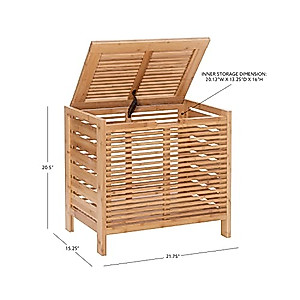 Linon Amzn0327 Finn Bamboo Bathroom Hamper, Brown