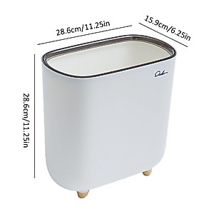 Zcargel Home Essential 13L Trash Can with Lid, Narrow Body Waste Basket, Press Open for Bathroom and Kitchen