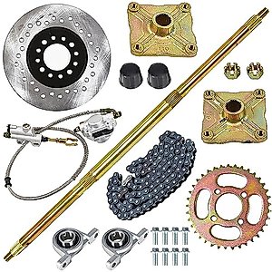 GXYWADY 32 Go Kart Rear Axle Kit with Shaft + Hub + Chain + Brake Master Cylinder Replacement for DIY Rebuild Go Kart ATV