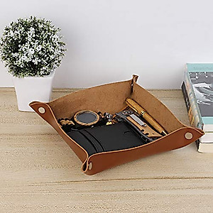 awofer Gifts for Husband&Wife, Custom Leather Valet Tray,Engraved Key Tray,Personalized Leather Catchall,Leather Desk Organizer, Gifts for Him,Her