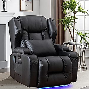 SAMERY Electric Power Recliner Chair Massage & Heating, Comfy Sleeper Chair Sofa Recliners Home Theater Seat Living Room Cup Holders/USB Ports, Lift Recliner Elderly 3HK7077BLGR Gray