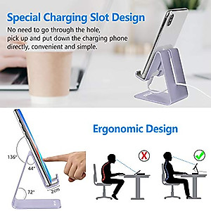 Urmust Cell Phone Stand for Desk Phone Holder Dock Cradle Stand for iPhone 14 13 12 11 Pro Max X Xr 8 Plus 7 6, Tablet(4-10in) [2023 Updated Version] Light Purple